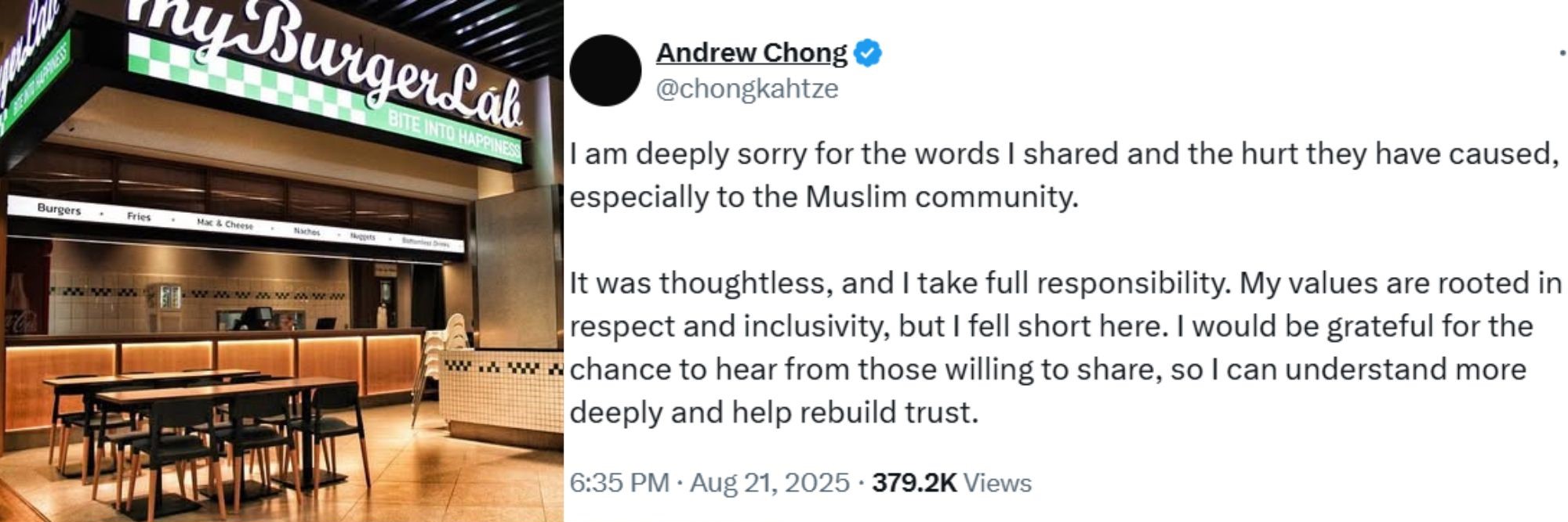 MyBurgerLab COO faces backlash after comments regarding Muslims who ...