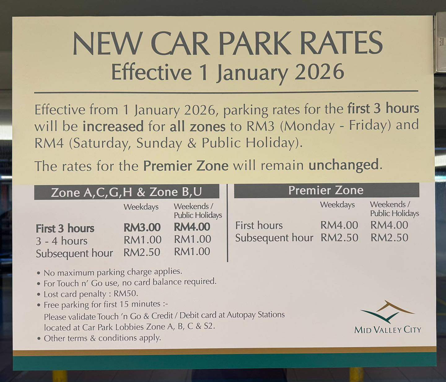 New year, new rates: Mid Valley KL revises parking rates effective ...